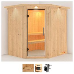 Karibu Sauna »Laila« Set, Ofen 3, 6 kW intgr. Strg naturbelassen 0
