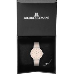 Jacques Lemans Damen Keramikuhr &raquo;Monaco&laquo; Quarzuhr, Armbanduhr, Damenuhr, analog, Glaskristalle rosa