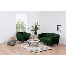 ACTONA GROUP Loungesessel &raquo;Ria Armlehnstuhl, Polstersessel, Einzelsofa, Relaxsessel,&laquo; 1-Sitzer, Samtstoff, Massivholz-Beine, Taschenfederkern, Tufting