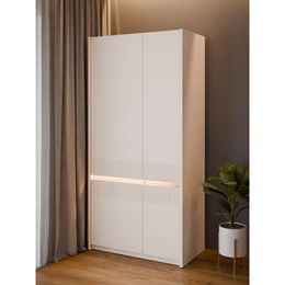 FORTE Garderobenschrank &raquo;Oak Squere&laquo; B/H/T ca. 95,3x197,9x52 cm, Kleiderschrank, Beleuchtung, grifflos, Soft Close beige Spanplatte