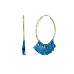 Elli Damen Paar Creolen &raquo;Creole Tassel Quaste Festival Rot Boho 925 Silber vergoldet&laquo; blau