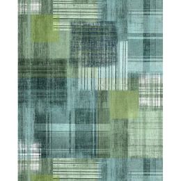 Komar Vliestapete »Digitaldruck Vlies - Patchy Plaid - Größe 200 x 250 cm« bedruckt glatt Wohnzimmer, Schlafzimmer grün/blau B/L: 200 m m x 250 m m