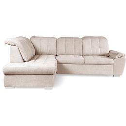 WERK2 Ecksofa &raquo;Brindisi, Multifunktion, bequem & komfortabel, Breite 263cm, L-Form&laquo; mit verstellbaren Kopfteilen, Bettfunktion & Bettkasten beige 95% 