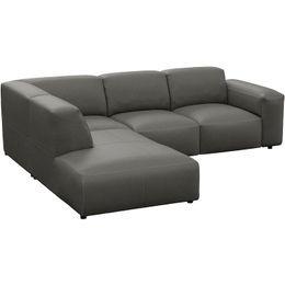 FLEXLUX Ecksofa &raquo;Lucera, super bequem durch hochwertigen Sitzaufbau mit Kaltschaum&laquo; modern & anschmiegsam, L-Form, Designsofa grau 100% Echteder