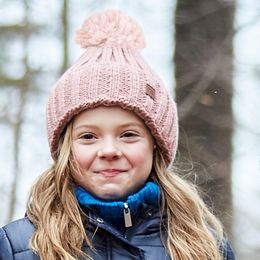 MaxiMo Jungen MaxiMo Strickm&uuml;tze Wollanteil, gef&uuml;ttert, Bommel rot