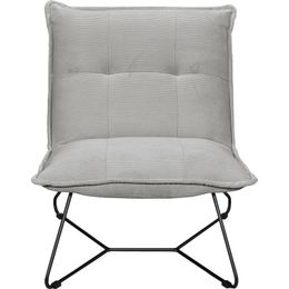 ED EXCITING DESIGN Sessel &raquo;Vico&laquo; mit Design-Gestell aus schwarzem Metall, in Cord grau 92% Polyester, 8% Polyamid