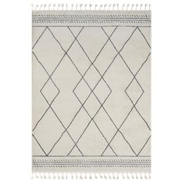 MyFlair Hochflor-Teppich &raquo;Moroccan Design, LAGERR&Auml;UMUNG!&laquo; rechteckig 24 mm H&ouml;he modern, marokkanisches Design, Rauten Muster, weich, mit Fransen grau 