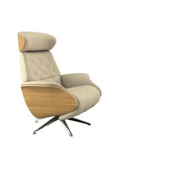 FLEXLUX Relaxsessel &raquo;Volden elektrischer Funktionsessel&laquo; Gr&ouml;&szlig;e M, R&uuml;cken & Fu&szlig;teil elektrisch, Akku, Arml. Eiche, Fu&szlig; Alu beige 100% Polyester