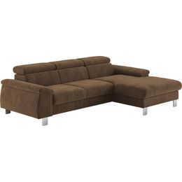 COTTA Ecksofa &raquo;Komaris L-Form, B: 244 cm&laquo; mit Kopfteilverstellung, optional Bettfunktion, Bettkasten & Licht braun 88% POLYESTER (PES) 12% POLYAMID (