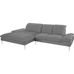 W.Schillig Ecksofa &raquo;enjoy&MORE, Designsofa, elegant und bequem, L-Form&laquo; mit Sitztiefenverstellung, F&uuml;&szlig;e silber matt, Breite 310 cm grau Chenille-