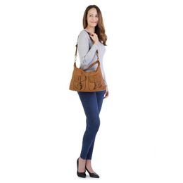 CLUTY Damen Shopper echt Leder, Made in Italy braun