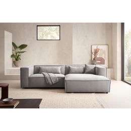 LeGer Home by Lena Gercke Ecksofa &raquo;PIARA mit Kedernaht, Cord, Leinenoptik o. Strukturstoff, Couch, L-Form&laquo; wahlweise Ottomane rechts/links, schwarze 