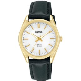 Lorus Solaruhr Armbanduhr, Damenuhr, Lederarmband schwarz Modische Solaruhr f&uuml;r Damen