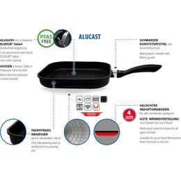 Grillpfanne &raquo;Alucast&laquo; Aluminiumguss 1 Stk. tlg. 28x28 cm, ELODUR Select Versiegelung, Induktion, inkl. Servierzange schwarz