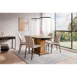 OTTO home Essgruppe &raquo;Basel, Tischgruppe mit 4 St&uuml;hlen, Esstisch ausziehbar 140 - 180 cm&laquo; Set, Otto's DAUERTIEFPREIS, 5 Stk. tlg. BESTSELLER, 