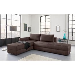 LOOKS by Wolfgang Joop Ecksofa &raquo;LooksIII L-Form&laquo; durch Drehfunktion zum Bett wandelbar, inklusive Staufach braun Struktur (100% Polyester);