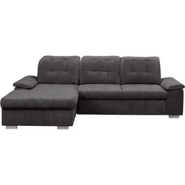 WERK2 Ecksofa &raquo;Carmen, mit Bettfunktion & Bettkasten, optional Sitztiefenverstellung&laquo; ohne Sitztiefenverstellung, Luxus-Microfaser Chenille, Anthrazit