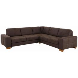 Home Affaire Ecksofa &raquo;Puccini L-Form&laquo; mit Federkern, Sitztiefenverstellung, Kontrastnaht braun Luxus-Microfaser Lederoptik (100% Polyester);Luxus-