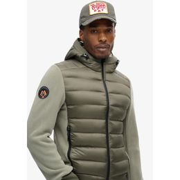 Superdry Steppjacke »HOODED STORM FLEECE BOMBER« mit Kapuze Dusty Olive Green L L Moderne Pufferjacke von Superdry