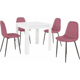 Inosign Essgruppe Set, 5 Stk. tlg. mit Esstisch 80 cm breit rosa