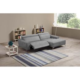 Egoitaliano Ecksofa &raquo;Suzette, Designsofa mit hohem Sitzkomfort&laquo; mit Recamiere, inkl. 1 elektronischen Relaxfunktion, L-Form grau Luxus-Micofaser Lederoptik (100% 