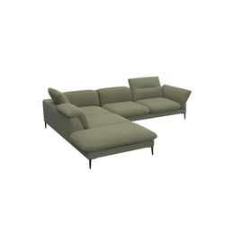 FLEXLUX Ecksofa &raquo;Salino, Funktionssofa mit Ottomane, Relaxsofa, Ecksofa&laquo; Sofa mit Arm- und Kopfteil-Verstellungen, Kaltschaum & Stahl-Wellen gr&uuml;n 100%