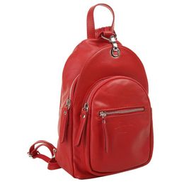 Samantha Look Damen Cityrucksack echt Leder, Made in Italy rot B/H/T: 28cm x 18cm x 10cm, onesize