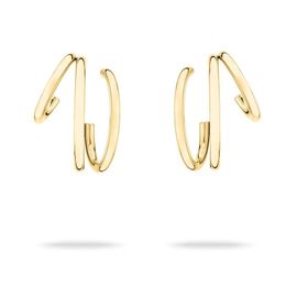 Echtzeit Damen Paar Creolen &raquo;Schmuck Geschenk Edelstahl Ohrringe Modern Lines&laquo; gold
