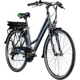 Zündapp ZÜNDAPP »Z802 Damen« 21 Gang Shimano Altus RD-M310 Schaltwerk Kettenschaltung Heckmotor 250 W Pedelec, Elektrofahrrad für Damen grau, grün