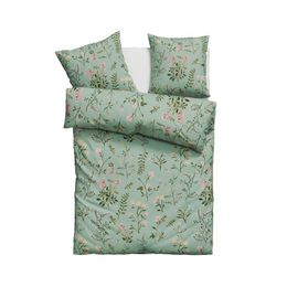 OTTO HOME Bettwäsche »Claara« 2 Stk. tlg. mit Blumen Design, skandinavisch, romantische Bettwäsche grün Obermaterial: 100% Baumwolle B/L: 135 cm x...