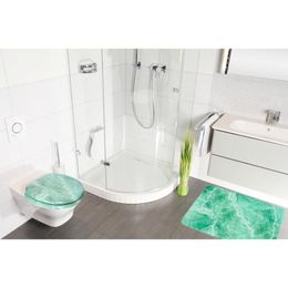 Sanilo Badaccessoire-Set &raquo;Marmor Gr&uuml;n&laquo; bestehend aus WC-Sitz, Badteppich und Waschbeckenst&ouml;psel gr&uuml;n MDF, Polyester, Polyresin (Kunststein)