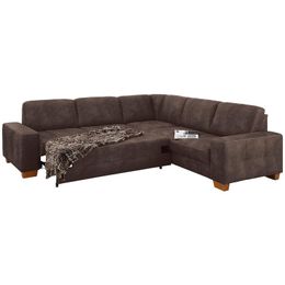 Home Affaire Ecksofa &raquo;Puccini L-Form&laquo; mit Federkern, Sitztiefenverstellung, Kontrastnaht braun Luxus-Microfaser Lederoptik (100% Polyester);Luxus-