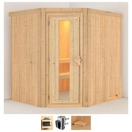 Karibu Sauna »Laila« Set, Ofen 3, 6 kW intgr. Strg naturbelassen