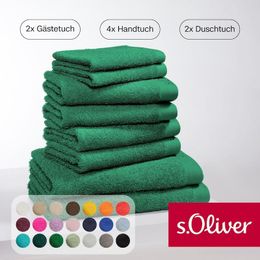 s.Oliver Handtuch Set »Premium Qualität, 600 gr/m²« Set 8 Stk. Walkfrottier 2 Gästetücher 30x50, 4 Handtücher 50x100, 2 Duschtücher 70x140 grün...