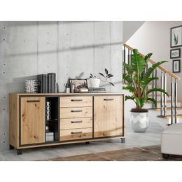 FORTE Sideboard &raquo;Trondheim&laquo; Breite 177 cm schwarz Dekorfolie, FSC -zertifizierter Holzwerkstoff, Metall