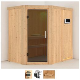 Karibu Sauna »Swantje« Set, Ofen 3, 6 kW externe Strg.easy naturbelassen