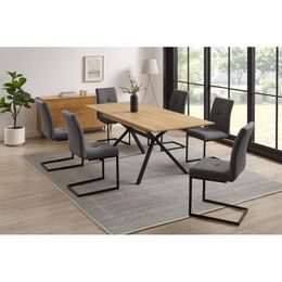 OTTO home Essgruppe &raquo;Vendy, Esstisch ausziehbar plus 6 Freischwinger&laquo; Set, Esstisch ausziehbar 160 - 210 cm plus 6 Esszimmerst&uuml;hle, 7 Stk. tlg. 