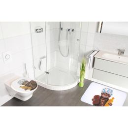 Sanilo Badaccessoire-Set &raquo;Shower Cat&laquo; bestehend aus WC-Sitz, Badteppich und Waschbeckenst&ouml;psel braun MDF, Polyester, Polyresin (Kunststein)