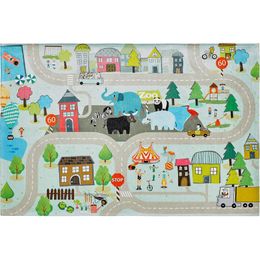 Obsession Kinderteppich &raquo;My Torino Kids 231&laquo; rechteckig 10 mm H&ouml;he Flachgewebe, Stra&szlig;en-Spiel-Teppich, Kinderzimmer grau Polyester