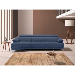 Egoitaliano Ecksofa &raquo;Soul, extravagantes Designsofa, Megasofa, super bequem, tolle Details&laquo; mit Trapez-Abschlu&szlig;element, inkl verstellbarer Kopfteile blau Leder &raquo;