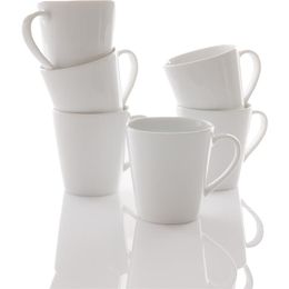 Retsch Arzberg Becher &raquo;Kaffee-/Henkelbecher HEIKE WEISS 250 ml, konisch, Set 6-tlg. Porzellan&laquo; Klassisches Henkelbecher Set f&uuml;r 6 Personen, zeitlos & chic wei&szlig; 