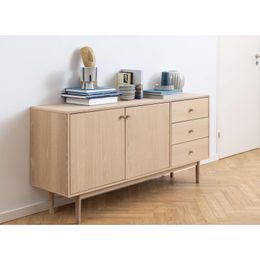 ACTONA GROUP Anrichte &raquo;Aston&laquo; Sideboard, Eiche/furnier, 2 T&uuml;ren, 2 B&ouml;den, 3 Schubladen, 160 cm wei&szlig;