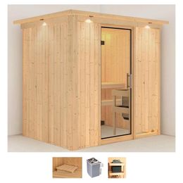 Karibu Sauna »Bedine« Set, Ofen 9 kW integr. Strg naturbelassen