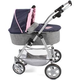Bayer Chic 2000 CHIC2000 Kombi-Puppenwagen &raquo;Emotion All In 3in1, Grau-Navy&laquo; inkl. Babywanne, Babyschale und Sportwagenaufsatz blau Kombi-Puppenwagen