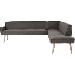 exxpo - sofa fashion Eckbank &raquo;Lungo, moderne Kedernaht, bequem und elegant, hoher Holzfu&szlig;&laquo; hochwertige Detailverarbeitung, frei im Raum stellbar grau 