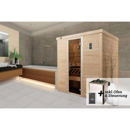 Weka Sauna &raquo;Kemi&laquo; Set, 7,5 kW-Ofen mit digitaler Steuerung beige