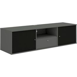 &raquo;Mistral Fernsehschrank, Medienm&ouml;bel, H&auml;ngend&laquo; mit T&uuml;ren mit Akustikstoff, Kabeldurchf&uuml;hrung, Lowboard, B: 161,5 cm grau