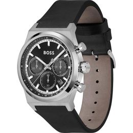 BOSS Herren BOSS Chronograph &raquo;CANDOR CHRONO&laquo; Quarzuhr, Armbanduhr, Herrenuhr, Lederarmband, analog, Tag schwarz