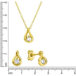 Firetti Damen Ohrring und Ketten Set &raquo;Multipack Schmuck Geschenk Silber 925 Halskette Ohrstecker Tropfen&laquo; (Set, 4 Stk. tlg.) mit Zirkonia (synth.) 