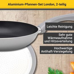Kr&uuml;ger Pfannen-Set &raquo;London&laquo; Aluminium Set, 2 Stk. tlg. &Oslash; 24/28 cm, Induktion grau